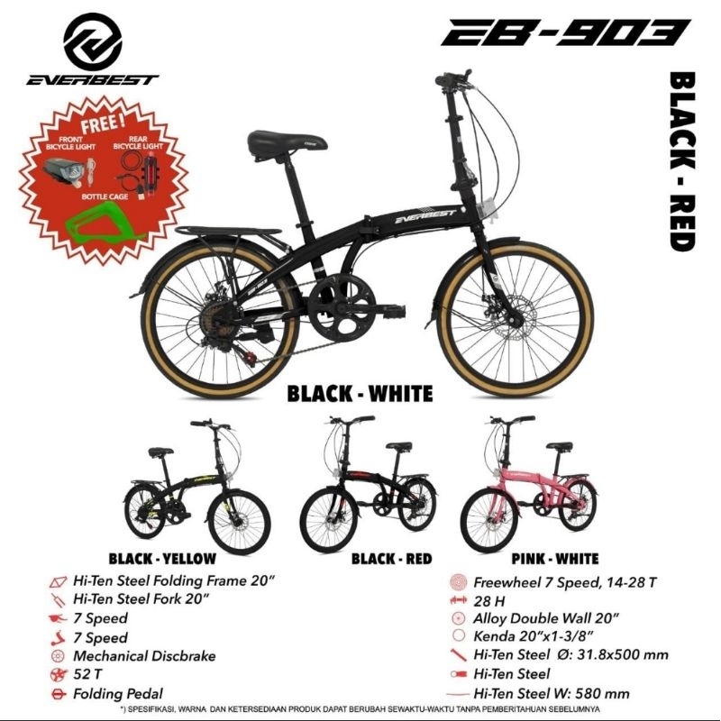 Jual SEPEDA LIPAT 16 / 20 INCH FOLDING BIKE EVERBEST by PACIFIC EB 903 EB-903 885 OPERAN 7 SPEED ...