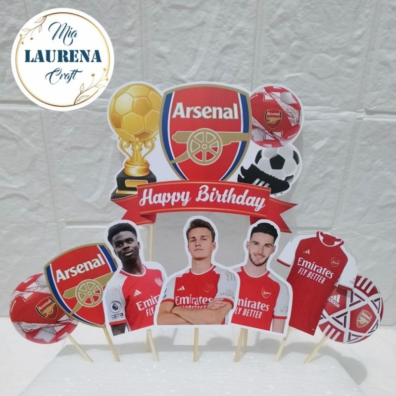 Jual topper birthday cake/ hiasan kue ulang tahun tema bola arsenal ...