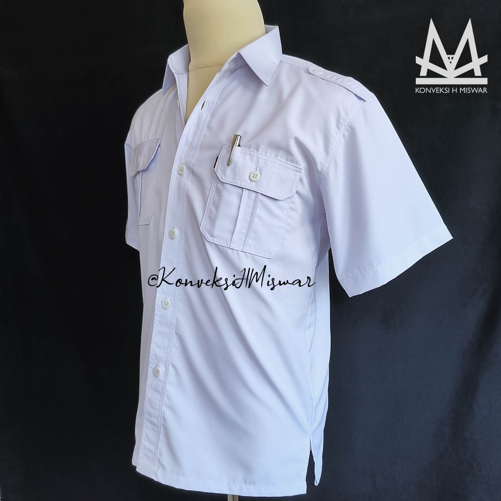 Jual Seragam Kerja Pria Premium FX - Kemeja Putih Lengan Pendek Baju Dinas ASN PNS PDH PDL Guru ...