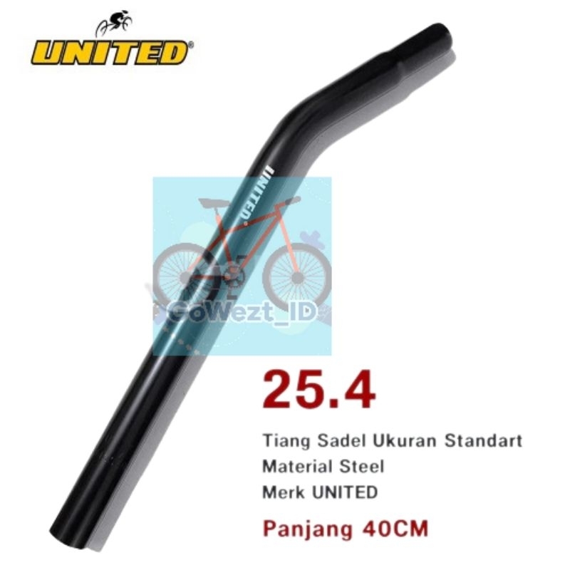 Jual Seatpost Tiang Jok Sadel Bengkok 25.4 x 400mm United Model L 40cm ...
