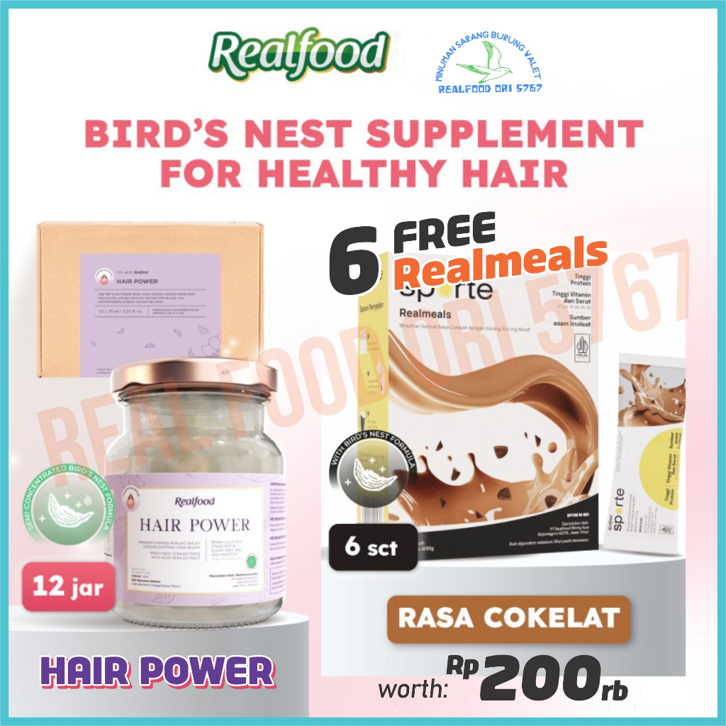Jual Realfood Hair Power 12 Jar Free Hadiah Bird Nest | Sarang Burung ...