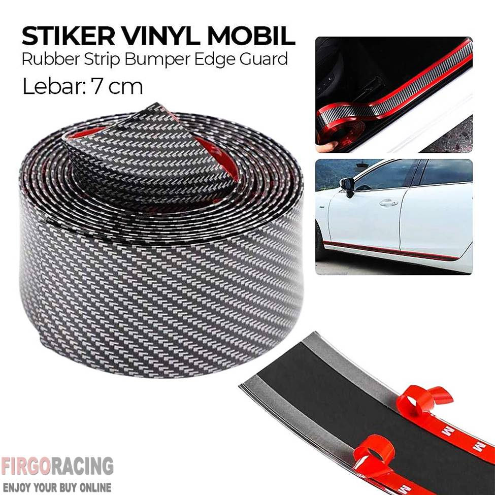 Jual Stiker Vinyl Mobil Carbon Fiber Rubber Strip Bumper Guard 100cm x ...