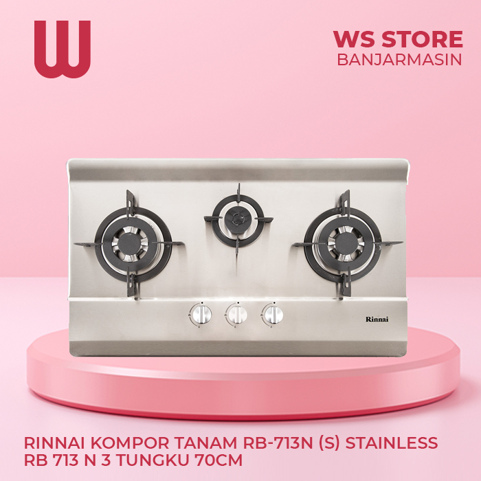 Jual Rinnai Kompor Tanam RB-713N (S) Stainless RB 713 N 3 tungku 70cm ...