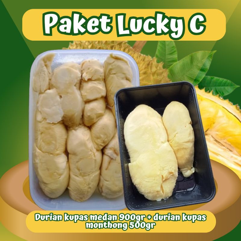 Jual Paket Lucky C ( durian kupas monthong 500gr + durian kupas medan 900gr ) | Shopee Indonesia