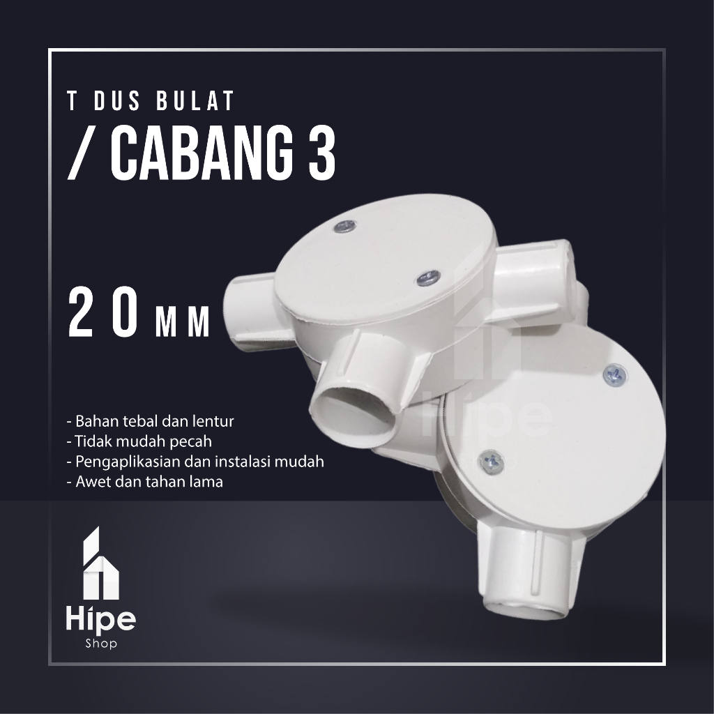 Jual T Dus T Dos Cabang 3 Putih 20mm/ Tiga arah Untuk pipa Conduit ...