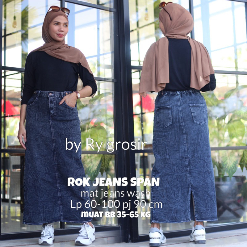 Jual Rok Span Tebal Jeans Premium Standar & Jumbo | Shopee Indonesia