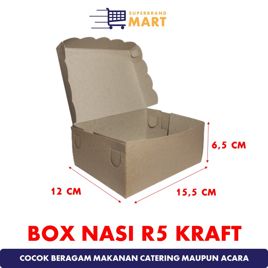 Jual Paper Lunch Box Kraft Brown R5 Kotak Dus Nasi Catering 16.5x12x6 ...