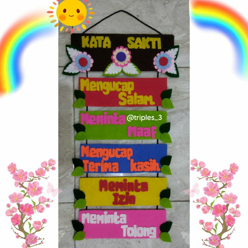 Jual Kata sakti / hiasan dinding / kerajinan sekolah/ weldecor/ prakarya/kerajinan flanel ...