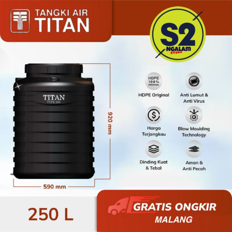 Jual Tandon Air Toren Air Tangki Air Titan 250 Liter | Shopee Indonesia