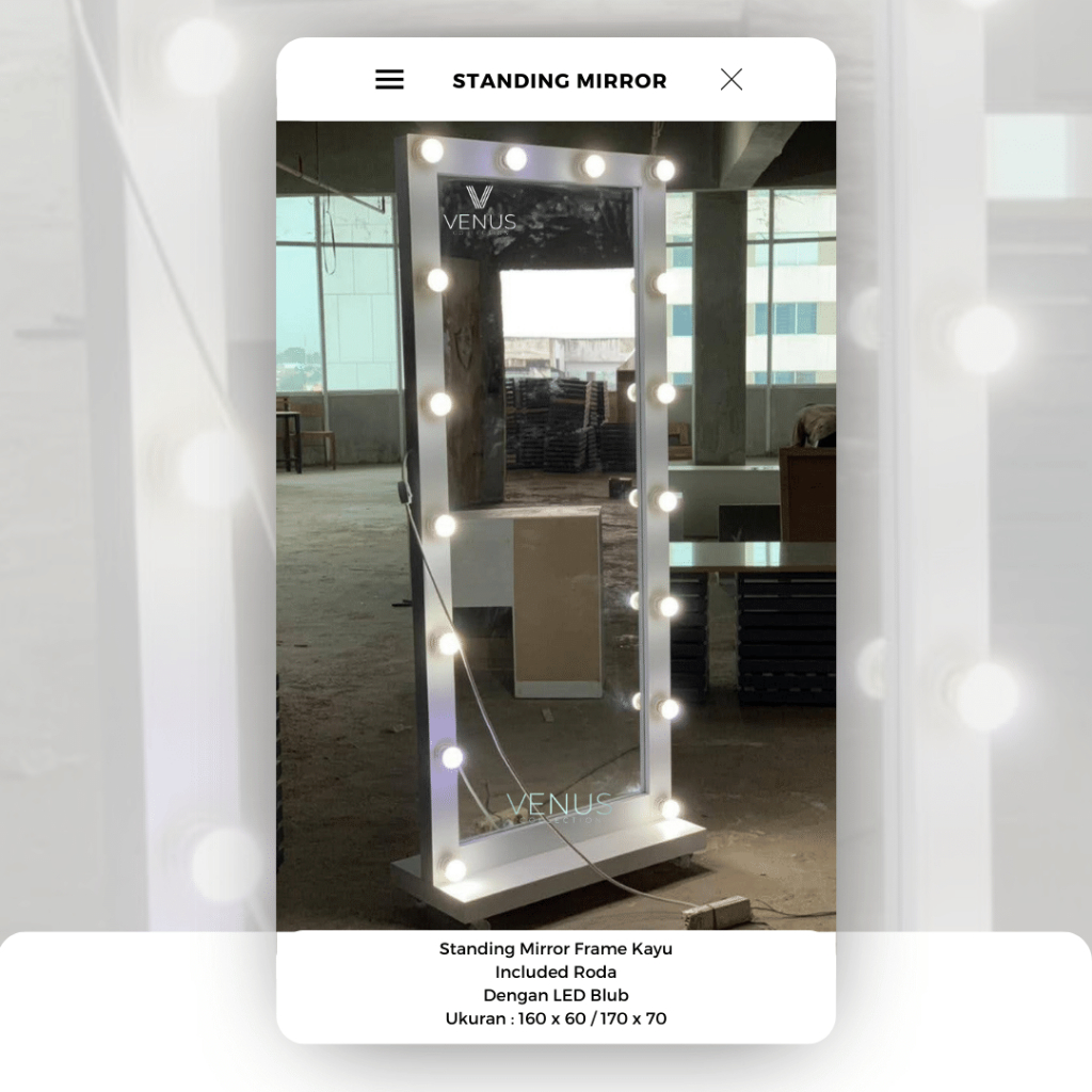 Jual KACA CERMIN FULL BODY STANDING MIRROR DENGAN LAMPU LED BLUB FRAME ...