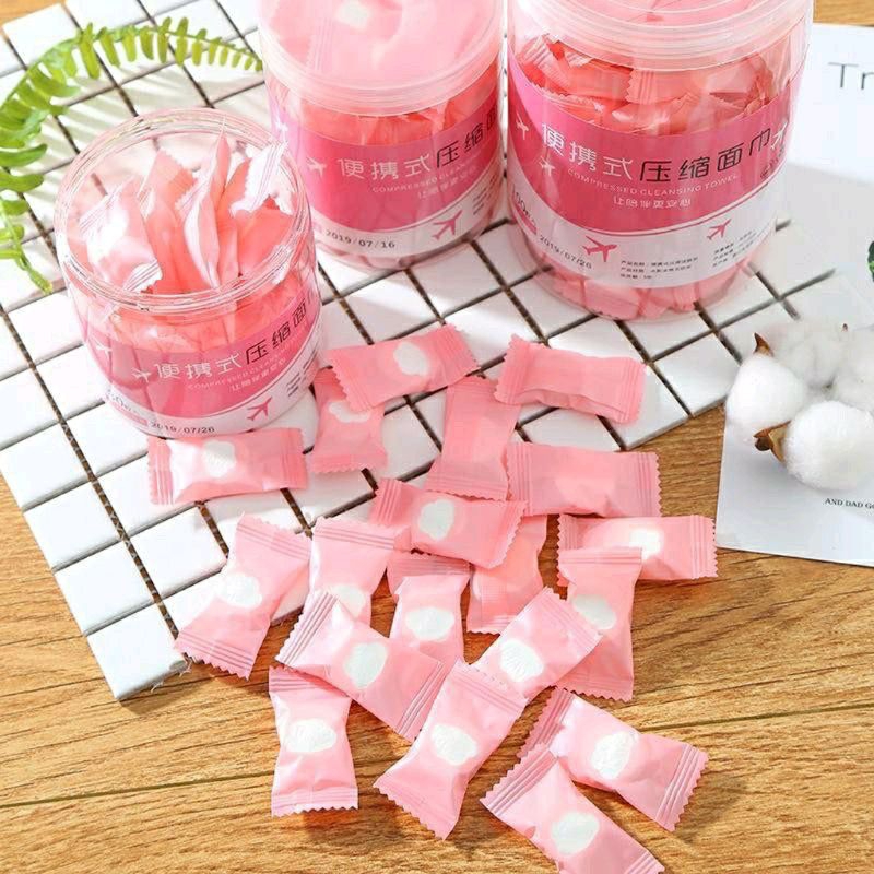 Jual Tissue Bulat Mini Travel Sekali Pakai / Masker Wajah Kompres Towel ...