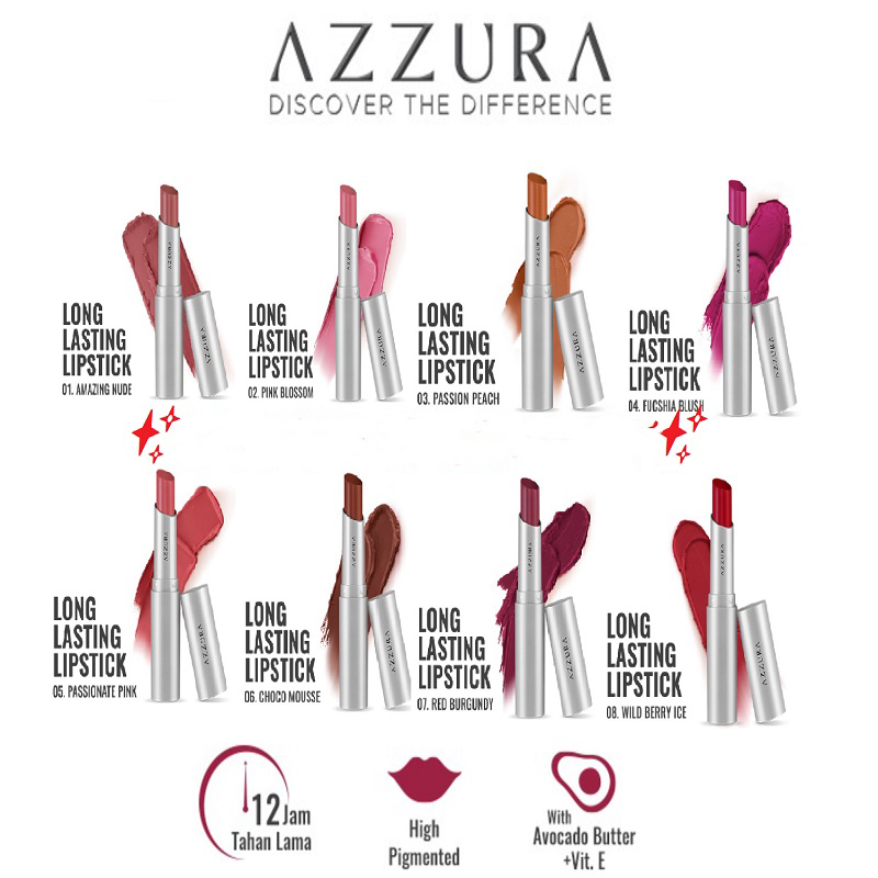 Jual AZZURA Long Lasting Lipstick 3gr | Shopee Indonesia