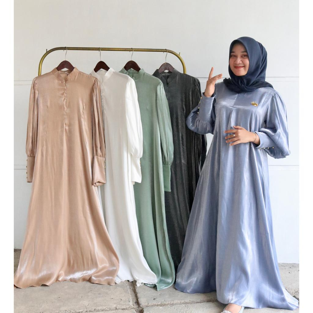 Jual shimer silk dress alea tangan balon muslim by RSM Gamis Wanita ...