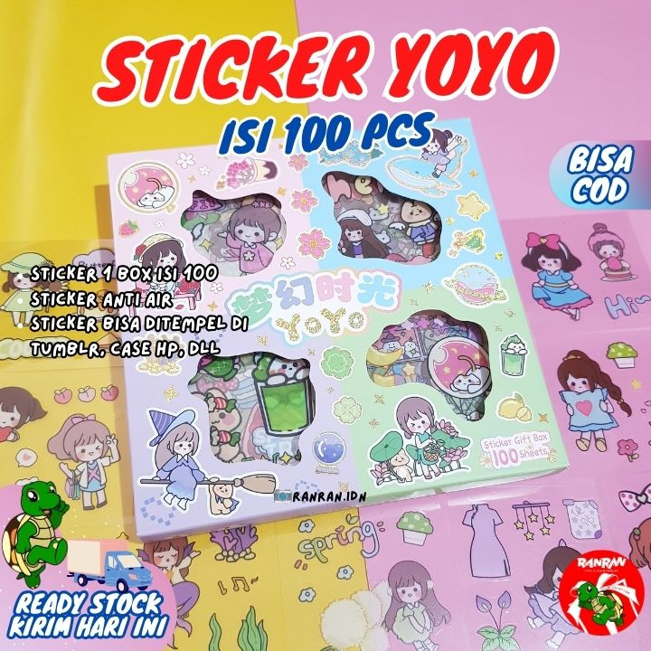 Jual Stiker YOYO korea transparant 1box isi 100 sudah mix 4 warna ...