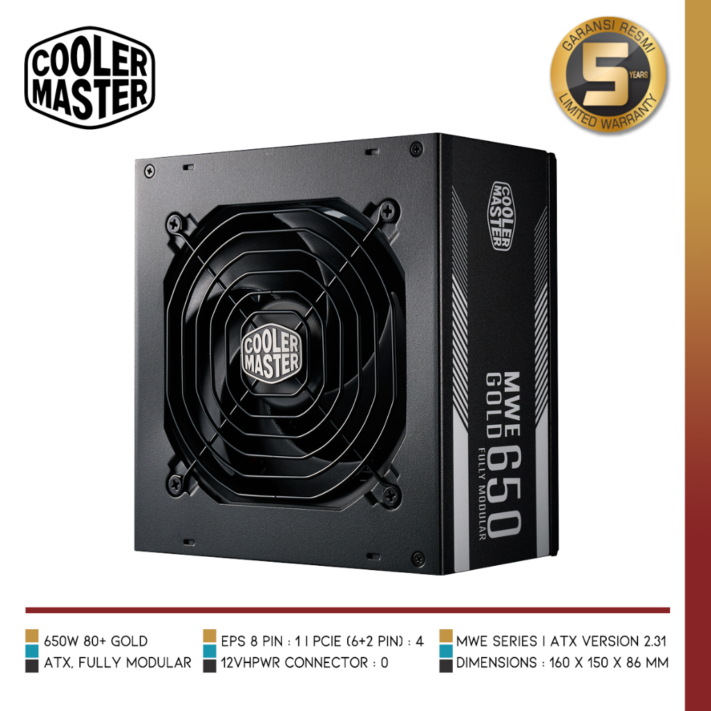 Jual COOLER MASTER MWE 650W GOLD | PSU 650W 80+ Gold Fully Modular ...