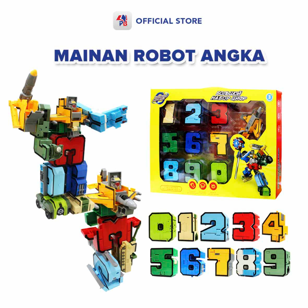 Jual Robot Mainan Anak / Mainan Edukasi Anak / Mainan Robot Berubah Bentuk Angka 0 Sampai 9 ...