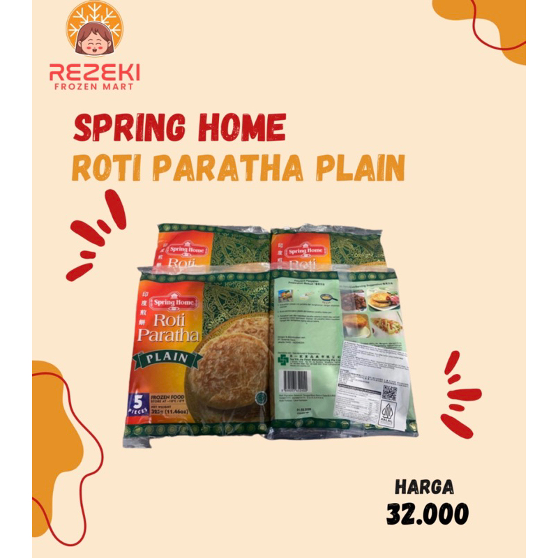 Jual Spring Home Roti Paratha Plain 325 Gr | Isi 5 Pcs | Frozen Food ...