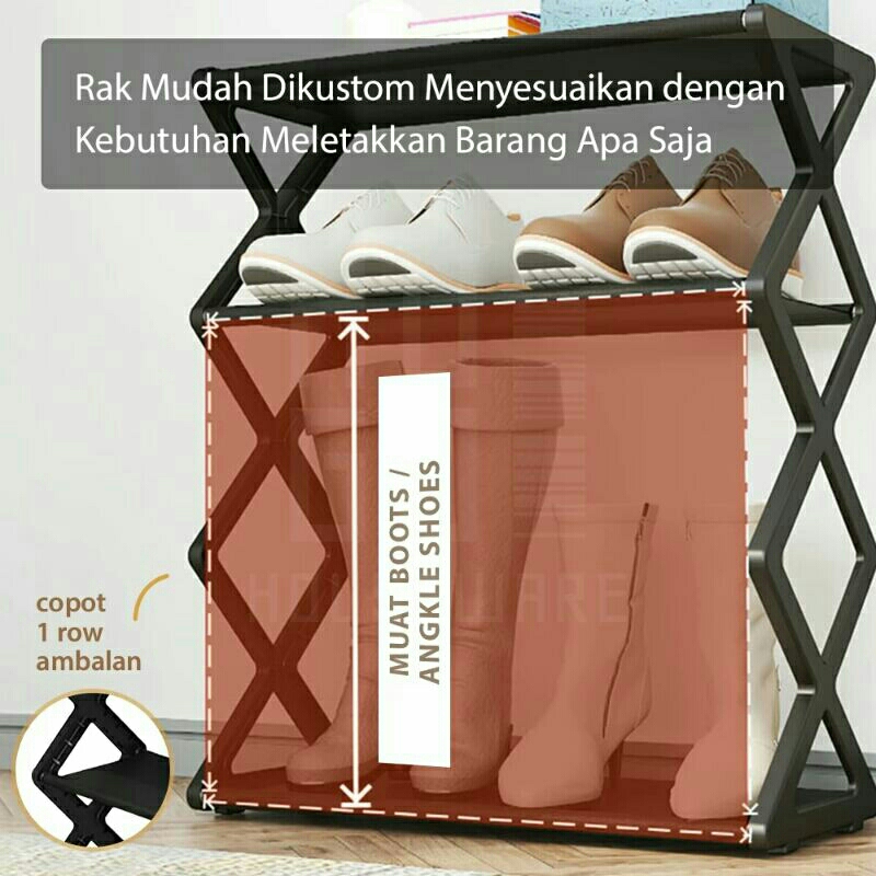 Jual HUGO Rak Sepatu Portable 4 Susun Tempat Sepatu Sandal Serbaguna ...