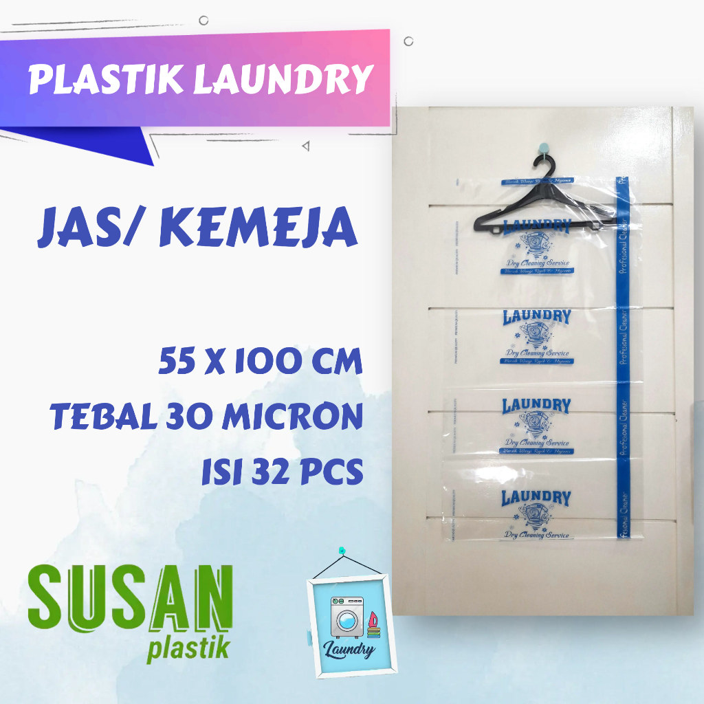 Jual PLASTIK LAUNDRY JAS/ KEMEJA 55X100 PRINTING BIRU | Shopee Indonesia