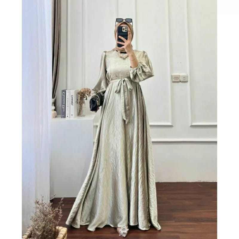 Jual Xevia Dress Santorini Silk/Gaun/Gamis wanita Mekar/model Payung ...