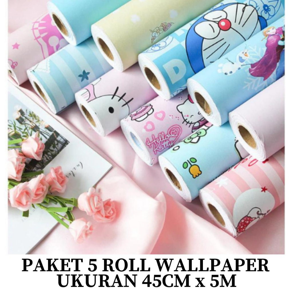 Jual Bayar Di Tempat - Paket 5 Roll Wallpaper Sticker Dinding Motif Karakter Premium Pvc ...