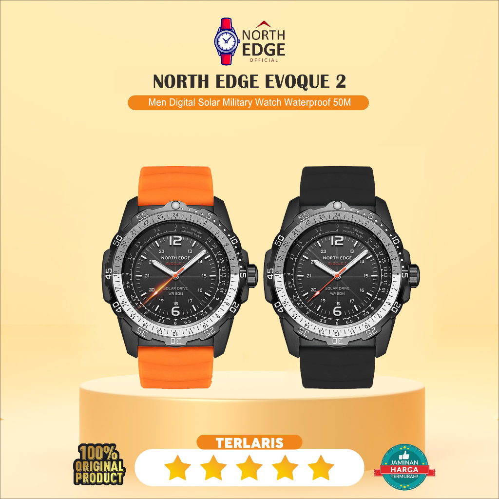 Jual NORTH EDGE EVOQUE 2 Men Digital Solar Military Watch Waterproof ...