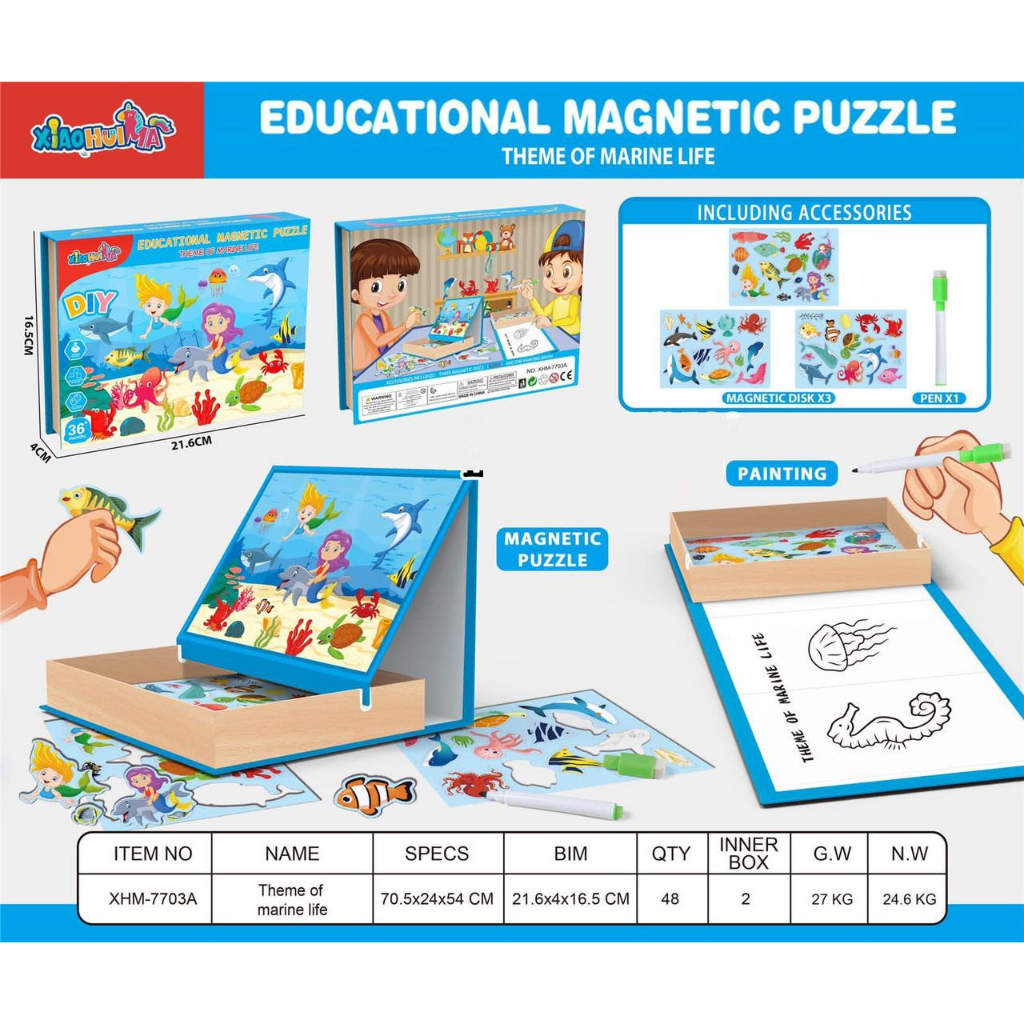 Jual Mainan DIY Educational Magnetic Puzzle Mainan Tempel Magnet Papan ...