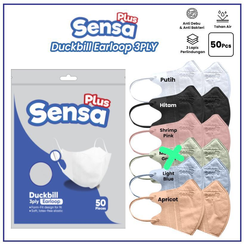 Jual MASKER DUCKBILL EARLOOP 3PLY MERK SENSA PLUS 50PCS/PACK | Shopee ...