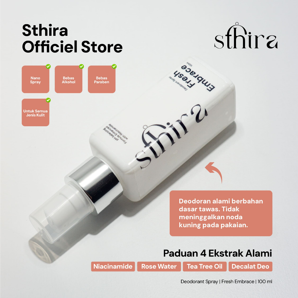 Jual [100ml] Sthira Fresh Embrace Deodorant Spray | Natural Deodorant ...