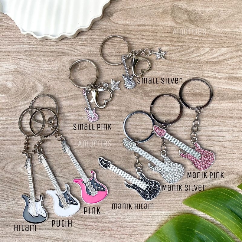 Jual Gantungan Kunci Gitar/ Keychain Guitar Manik Besar Dan Kecil ...
