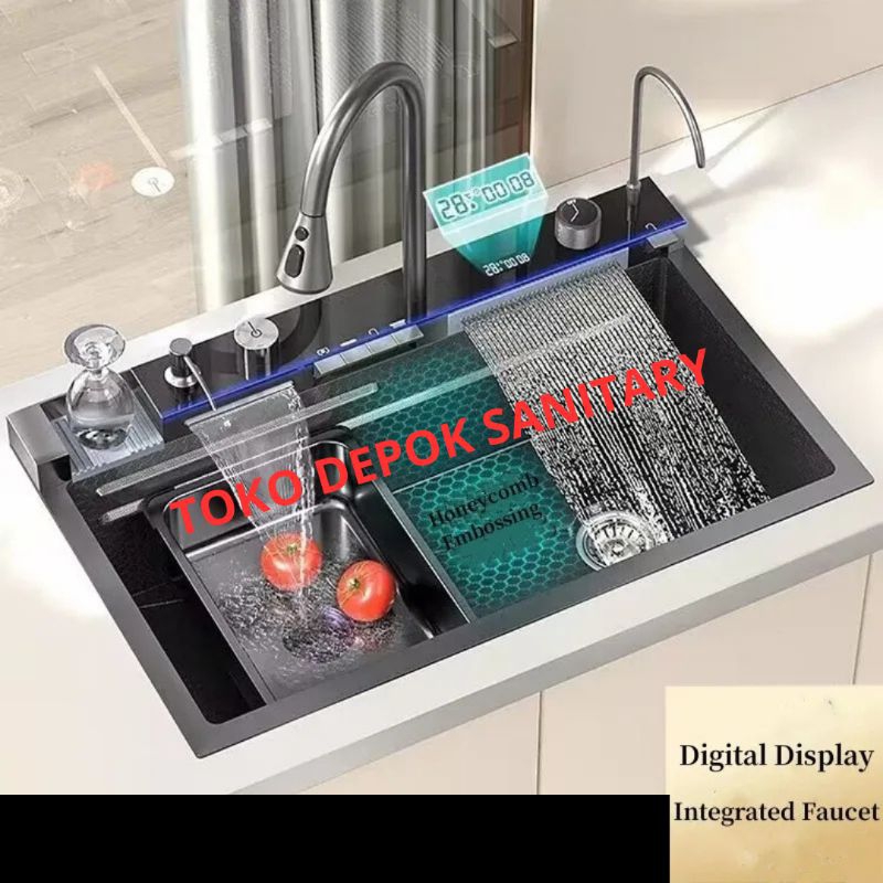 Jual KITCHEN SINK MODERN LUXURY KITCHEN SINK HITAM BLACK STAINLESS SUS ...