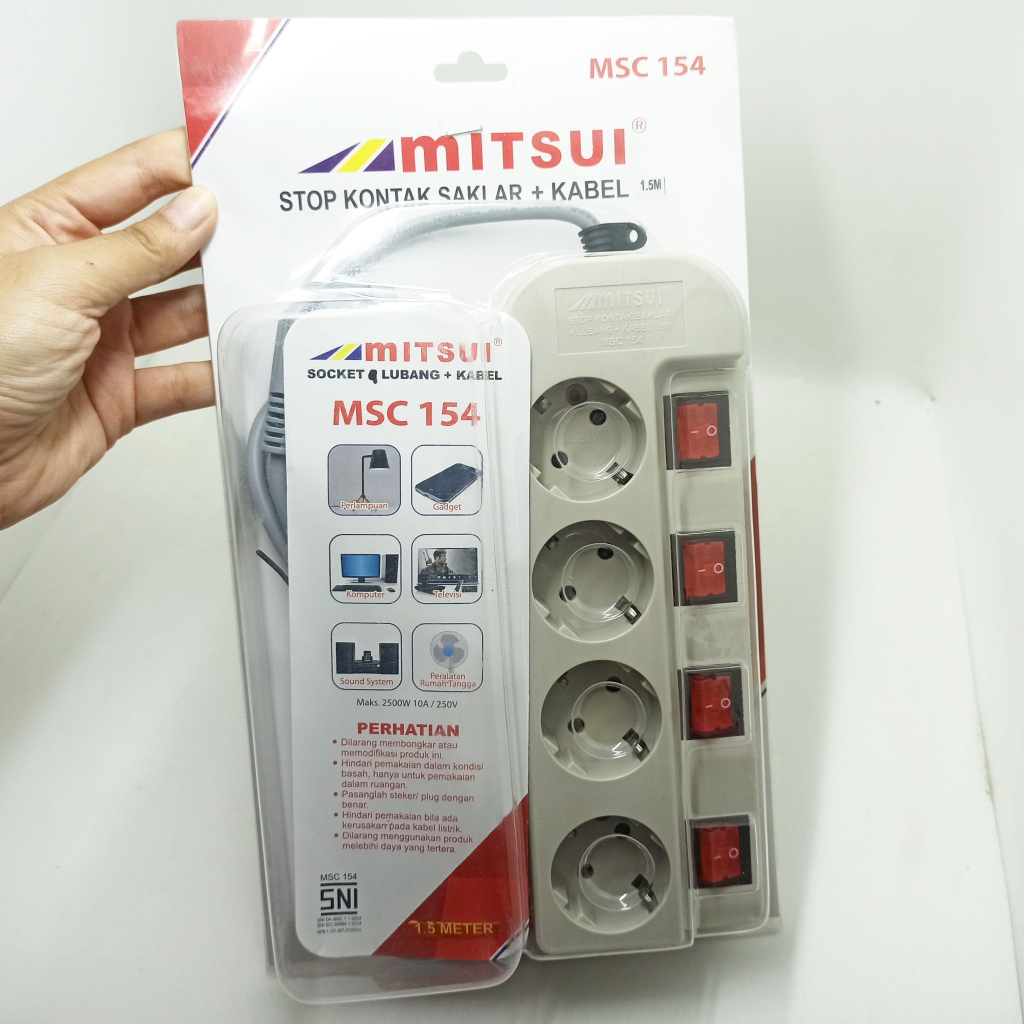 Jual Stop Kontak Saklar Plus Kabel Mitsui 4 Saklar Socket 4 Lubang Roll ...