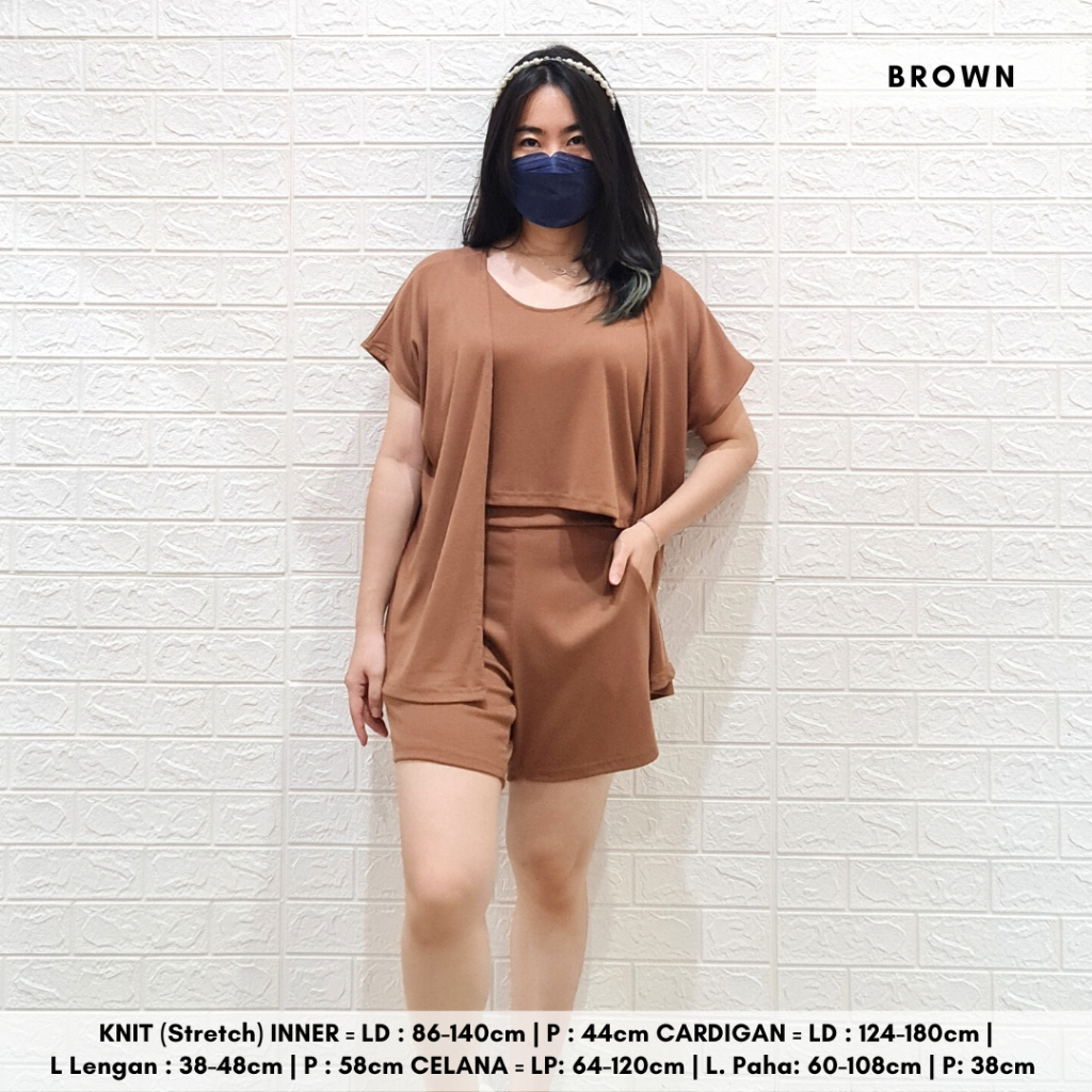 Jual 4537 stefilla knit short one set 3 in 1 stelan knit premium ...