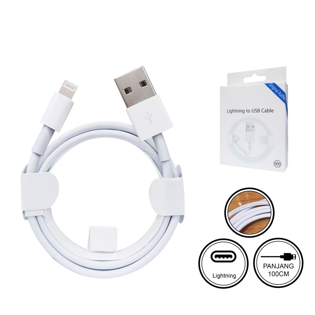 Jual KABEL DATA LIGHTNING ORIGINAL CABLE DATA IP 7/8 ORI 100 NONPACK ...