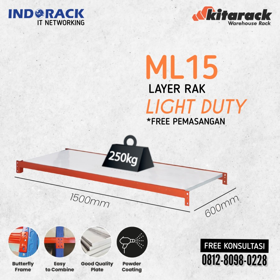 Jual ML15 Tambahan Susun / Tingkat / Level / Rak Gudang MS Series 250Kg | Shopee Indonesia