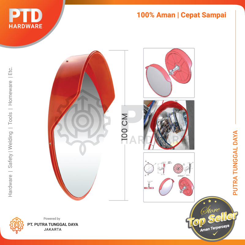 Jual Convex Mirror Kaca 100cm Cermin Cembung Outdoor Simpang Jalan ...