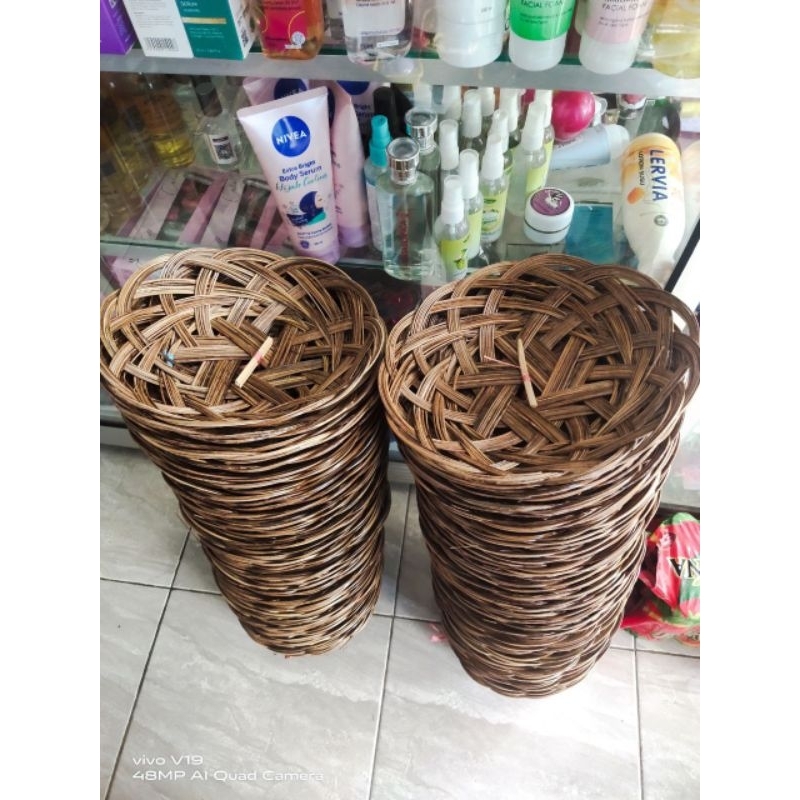 Jual piring rotan anyam/piring lidi anyaman asli tebal | Shopee Indonesia