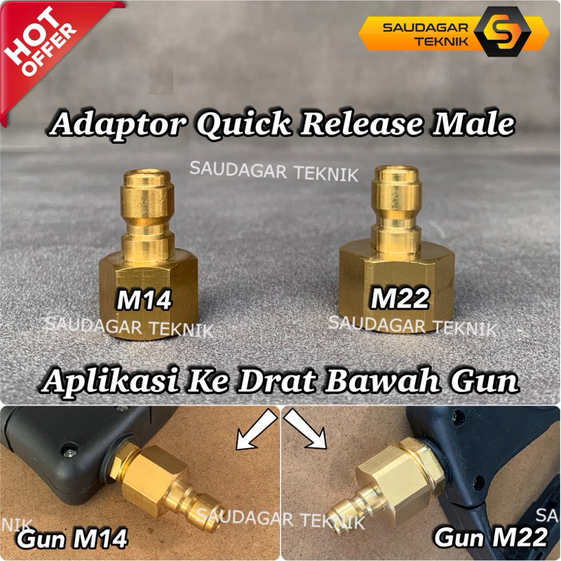 Jual Nepel Adaptor Sambungan Selang Jet Cleaner Drat M14 Ke M22 Dan M22 ...