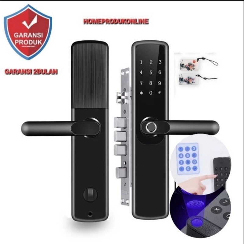 Jual Gagang Pintu Rumah Modern Smart Door Lock Password Fingerprint Card | Shopee Indonesia