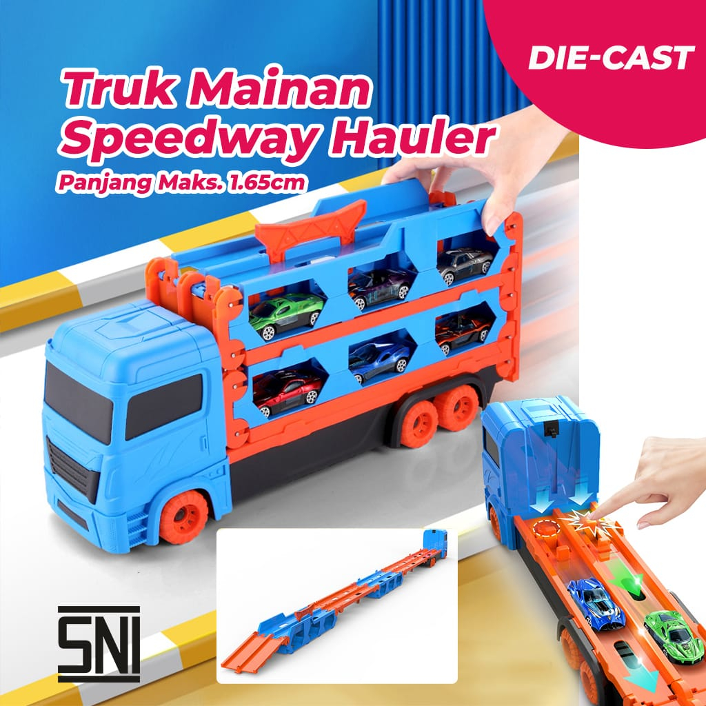 Jual SNI Mainan Anak Mobil Truk Container Truck Speedway Hauler ...