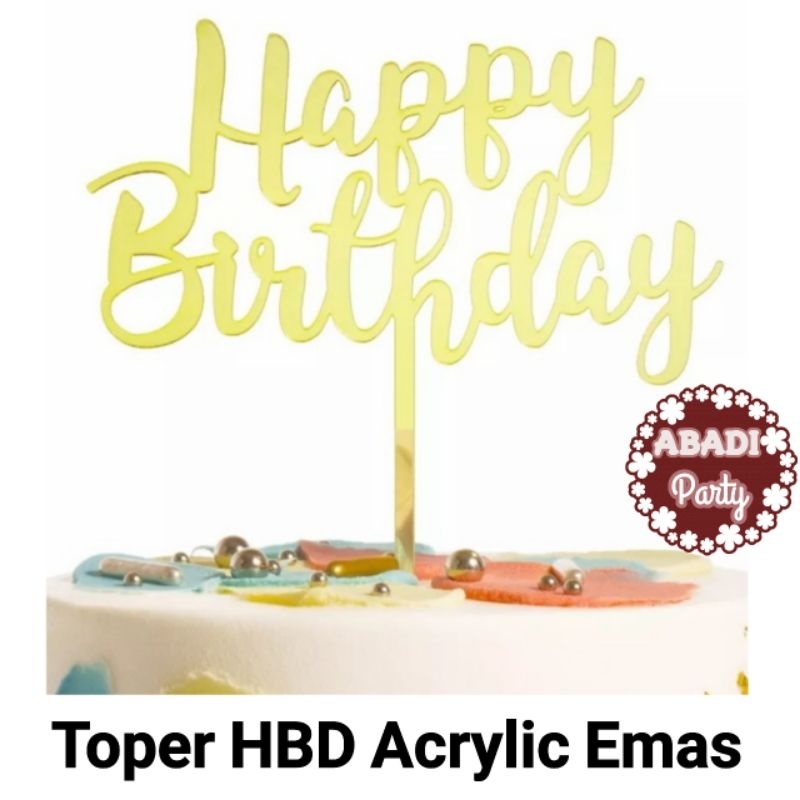Jual Topper HBD Acrylic Emas Random / Tulisan HBD Kue / Hiasan Kue ...