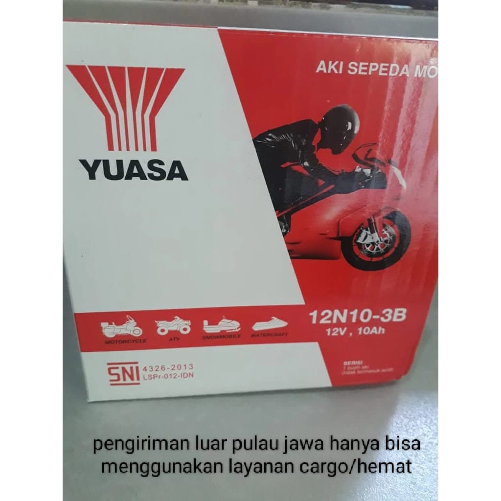 Jual Aki Motor Accu Yuasa 12N10-3B 12 Volt 10 Ah Binter Mercy Vespa Excel Thunder 250 | Shopee ...