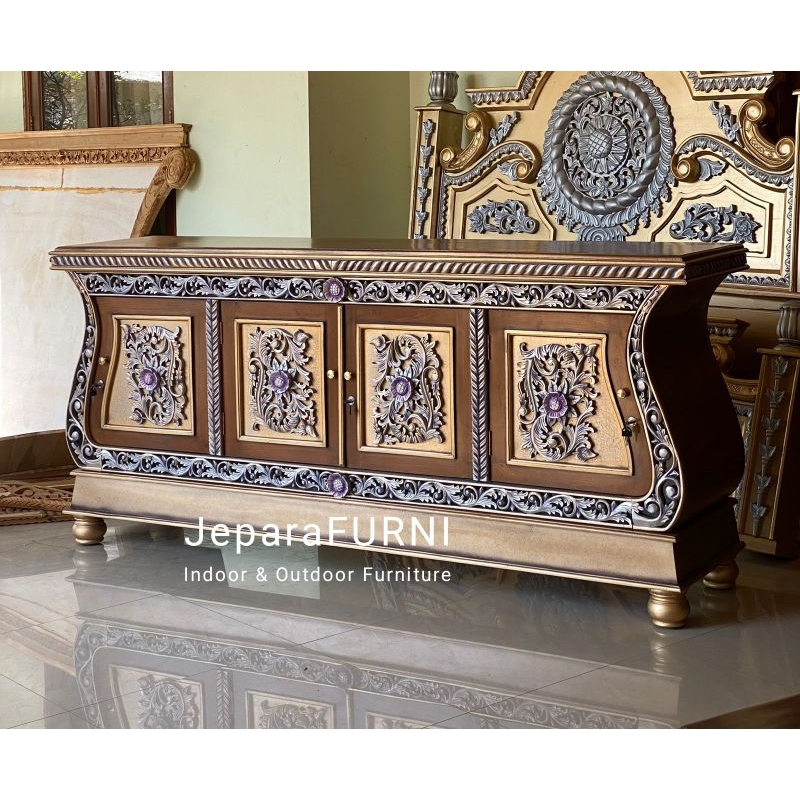 Jual Buffet Perahu Jepara Bufet Biola Kayu Jati | Shopee Indonesia