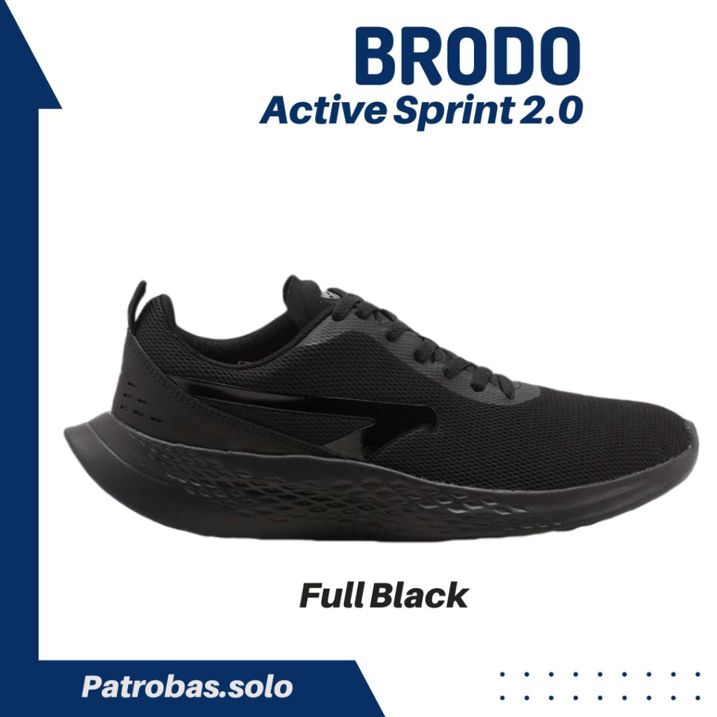 Jual BRODO Active Sprint 2.0 Full Black Original Sepatu Sneakers Sport ...