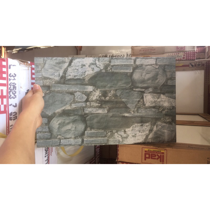 Jual keramik batu alam dinding luar 25x40 outdoor teras timbul 3d ...