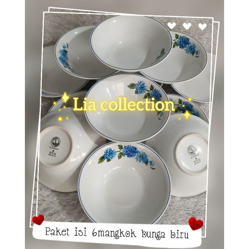 Jual MANGKOK BUNGA BIRU SUNBIRD/MANGKOK KERAMIK ISI 6pcs | Shopee Indonesia