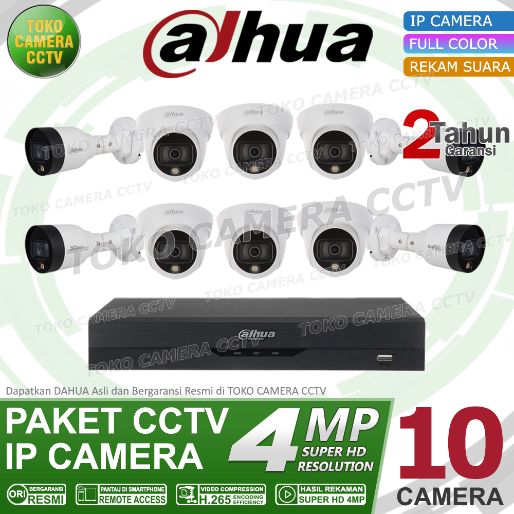 Jual PAKET CCTV IP CAMERA DAHUA 4MP FULL COLOR AUDIO 16 CHANNEL 10 ...