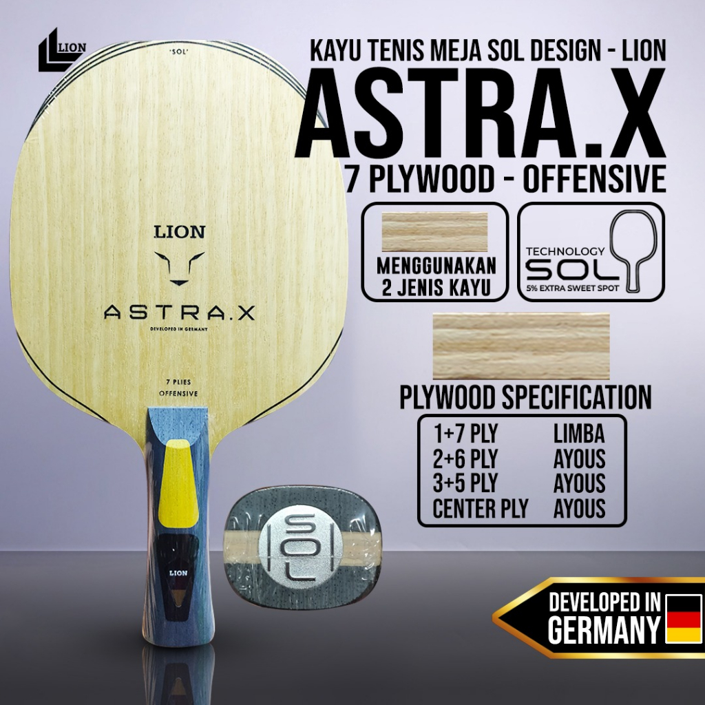 Jual Kayu Bat Tenis Meja Pingpong Lion Astra X Offensive OFF 7Ply Original | Shopee Indonesia