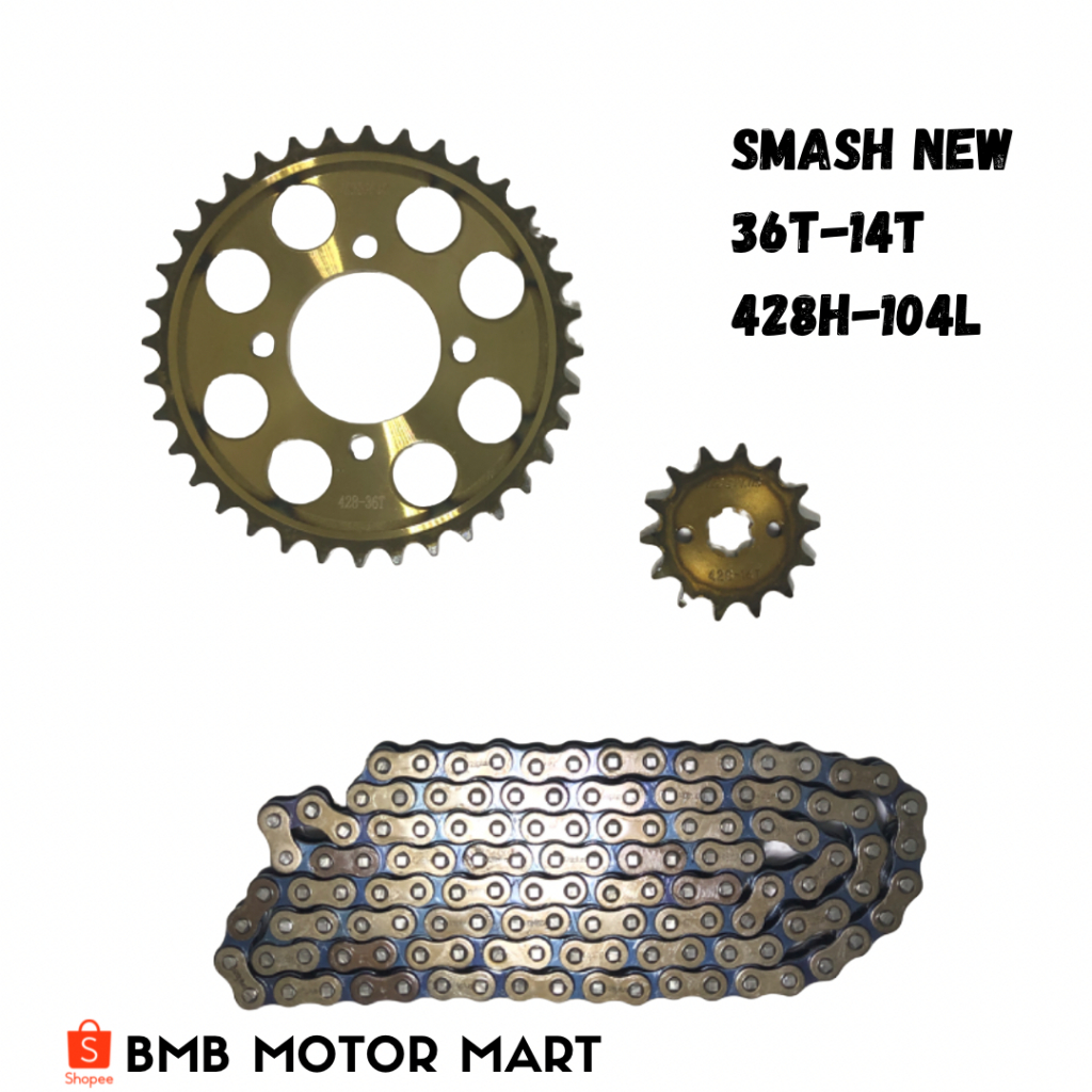 Jual GIR PAKET GEAR SET SMASH NEW 36T-14T 128PLUS PLATINUM | Shopee ...