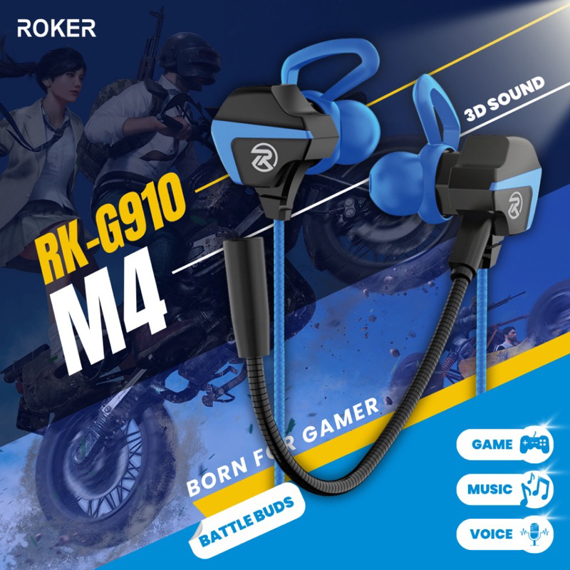 Jual Headset Roker Gaming RK G910 / Earphone Gaming Roker M4 / HF ROKER ...